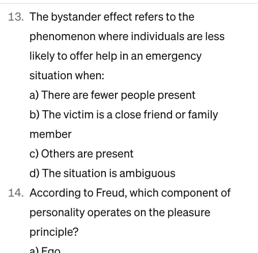 Solved The bystander effect refers to the phenomenon where | Chegg.com