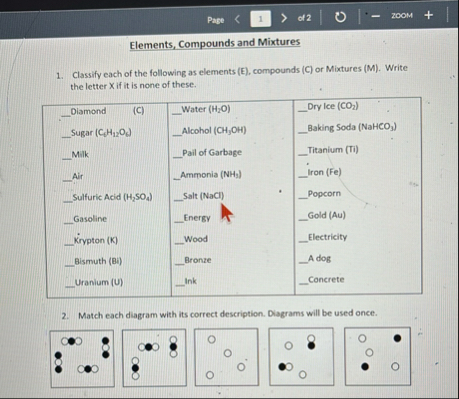 Solved Page1of 2200 ﻿MElements, Compounds and | Chegg.com