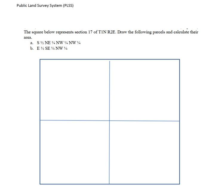 Solved Public Land Survey System (PLSS) The square below | Chegg.com