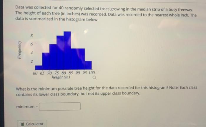 Solved Data was collected for 40 randomly selected trees | Chegg.com