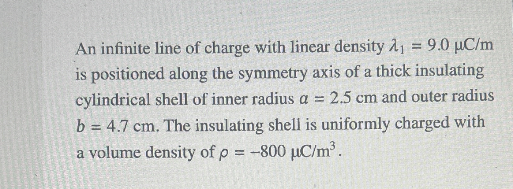 Solved An infinite line of charge with linear density | Chegg.com