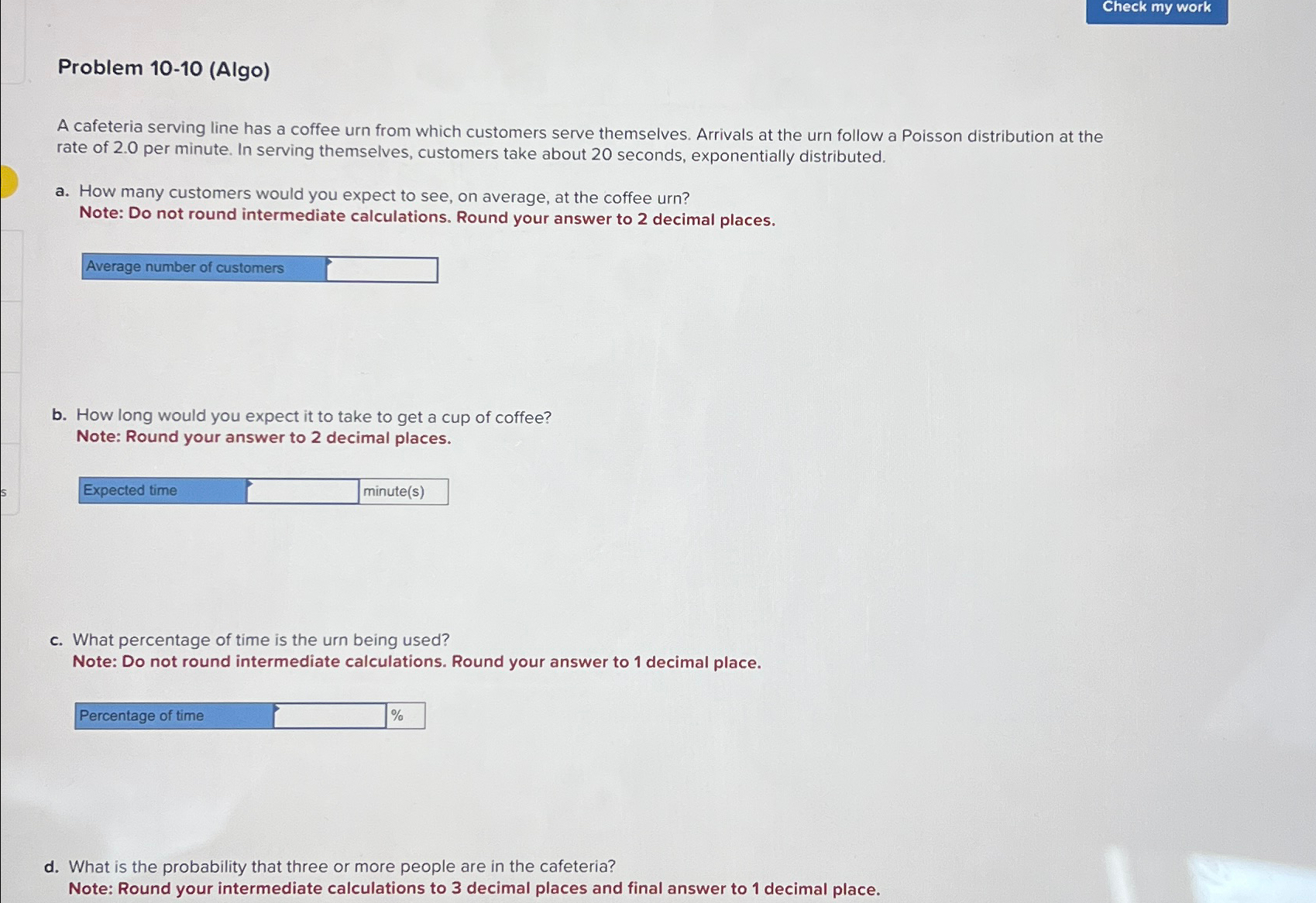 Solved Problem 10-10 (Algo)A cafeteria serving line has a | Chegg.com