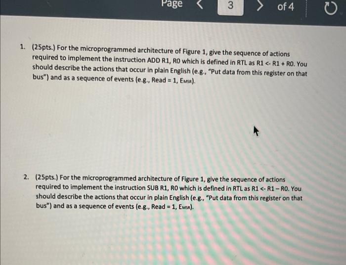 Solved Page 3 of 4 С 1. (25pts.) For the microprogrammed | Chegg.com