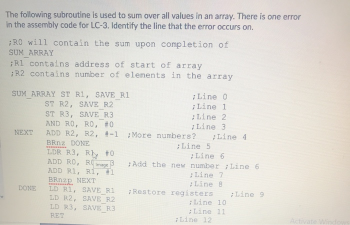 Solved The following subroutine is used to sum over all | Chegg.com