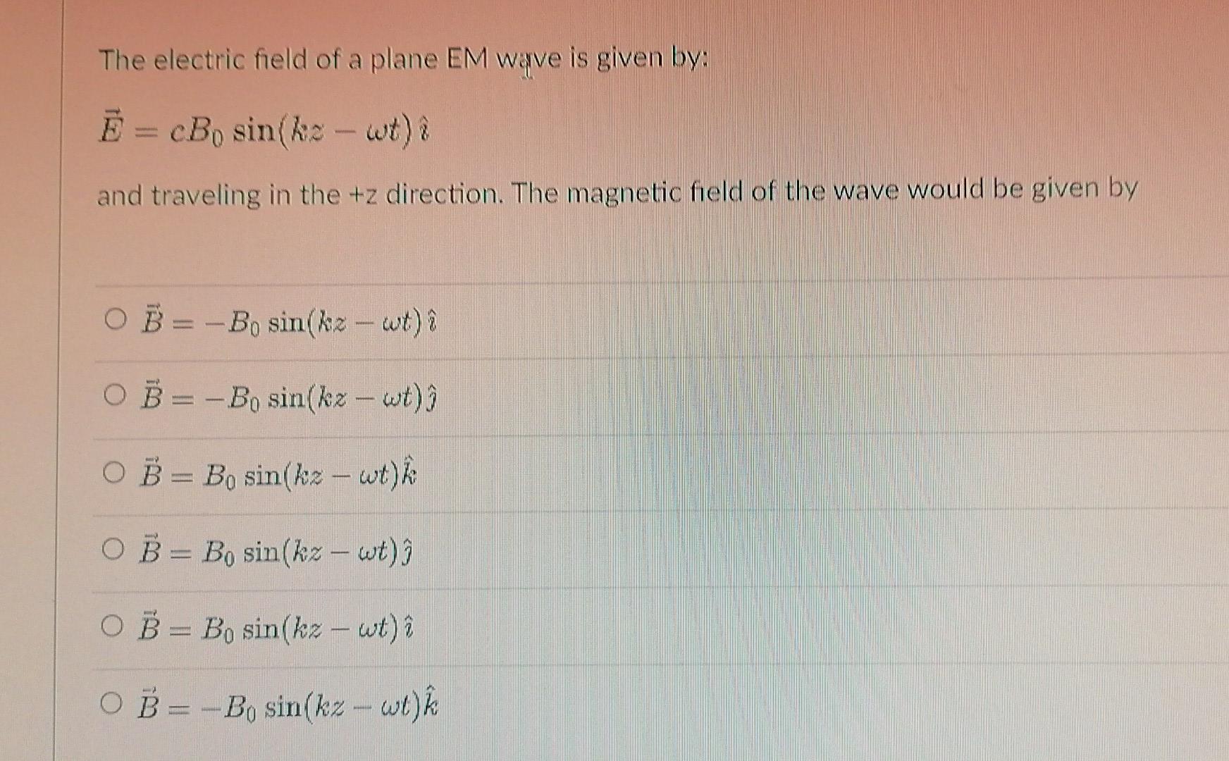 Solved The electric field of a plane EM wave is given by: E | Chegg.com