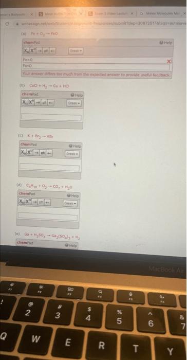 Solved fmffr+02+ffog shempet (b) Bub+H2=Cu+HB x+Brr2=xnr | Chegg.com