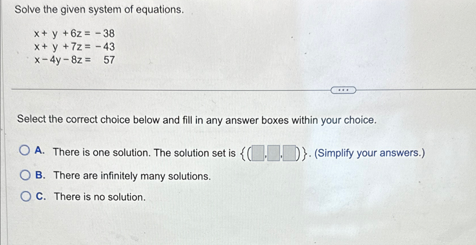 Solved Solve the given system of | Chegg.com