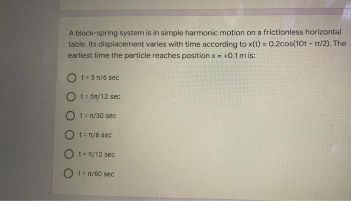 Solved A block-spring system is in simple harmonic motion on | Chegg.com