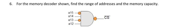 Solved 6. For the memory decoder shown, find the range of | Chegg.com