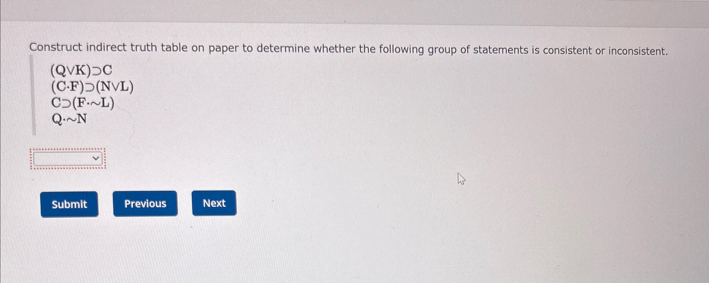 Construct indirect truth table on paper to determine | Chegg.com