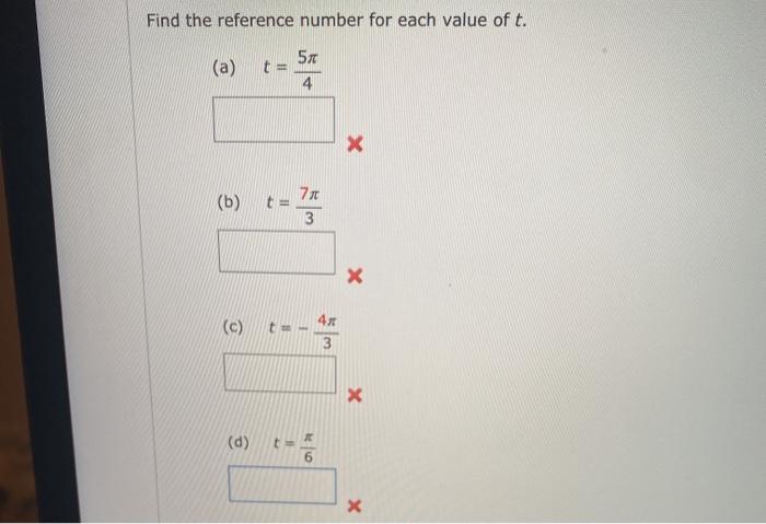 Solved Find the reference number for each value of t. (a) t | Chegg.com