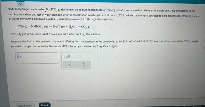 Solved Sodium hydrogen carbonate (NaHCO3), also known as | Chegg.com