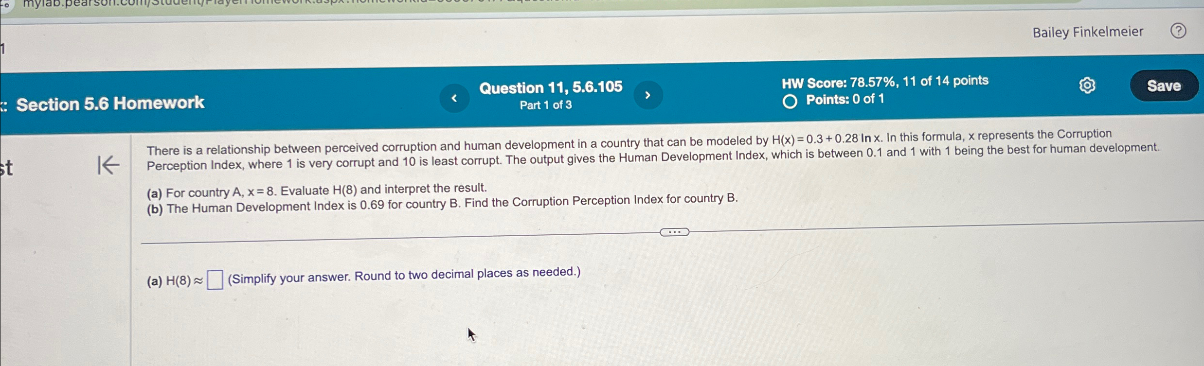 Solved Bailey FinkelmeierSection 5.6 ﻿HomeworkQuestion | Chegg.com
