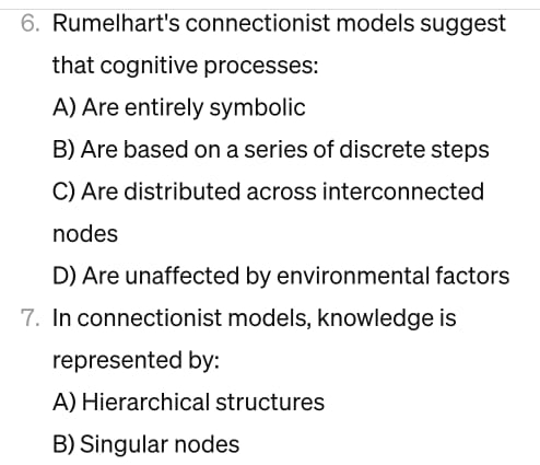Solved Rumelhart's connectionist models suggest that | Chegg.com