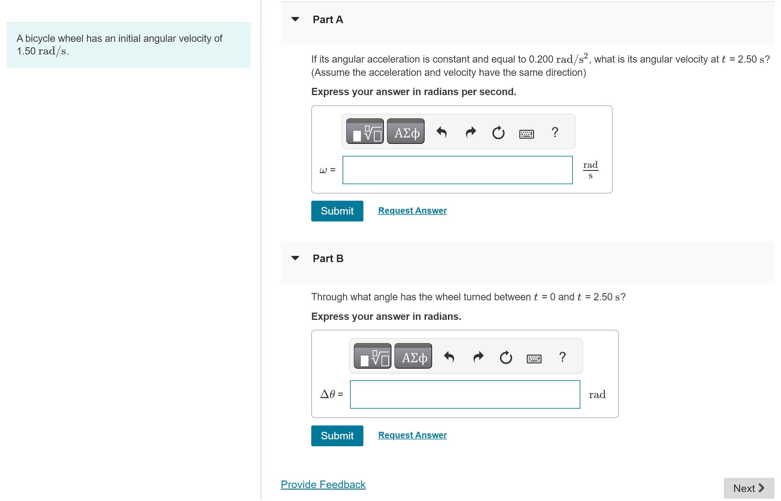 Solved A bicycle wheel has an initial angular velocity | Chegg.com