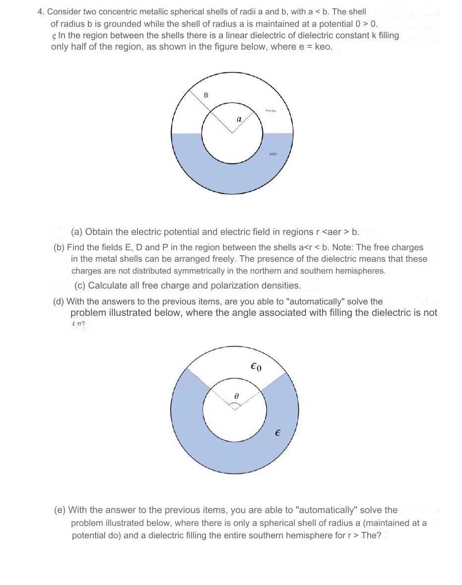 Consider two concentric metallic spherical shells of | Chegg.com