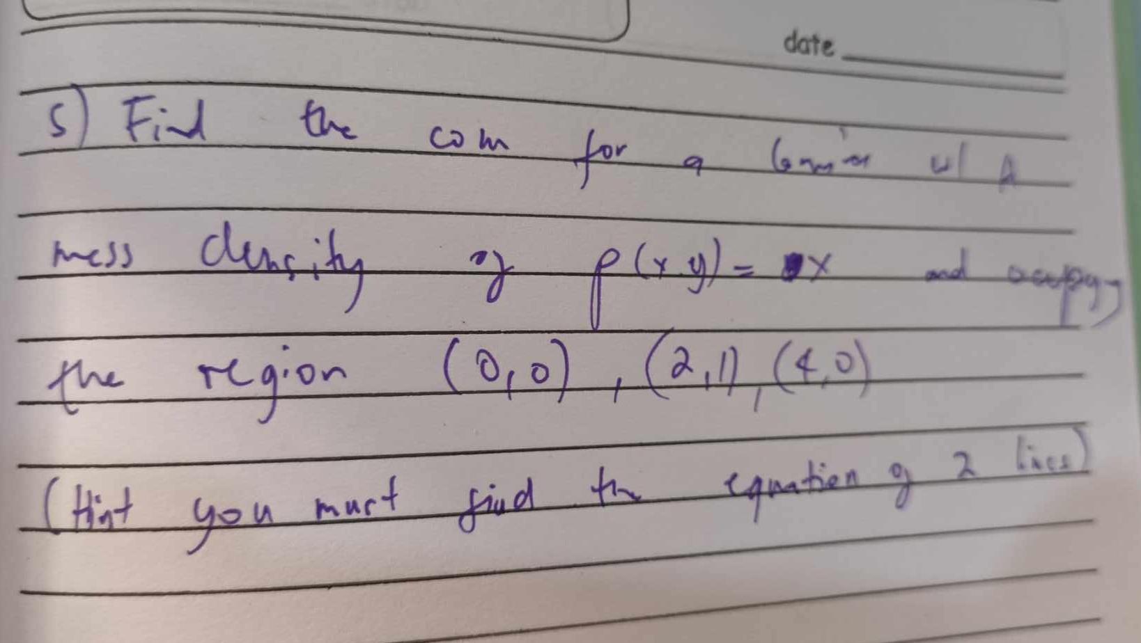 Solved 5) Fid the com for a 6 mm as of 1 mess density of | Chegg.com