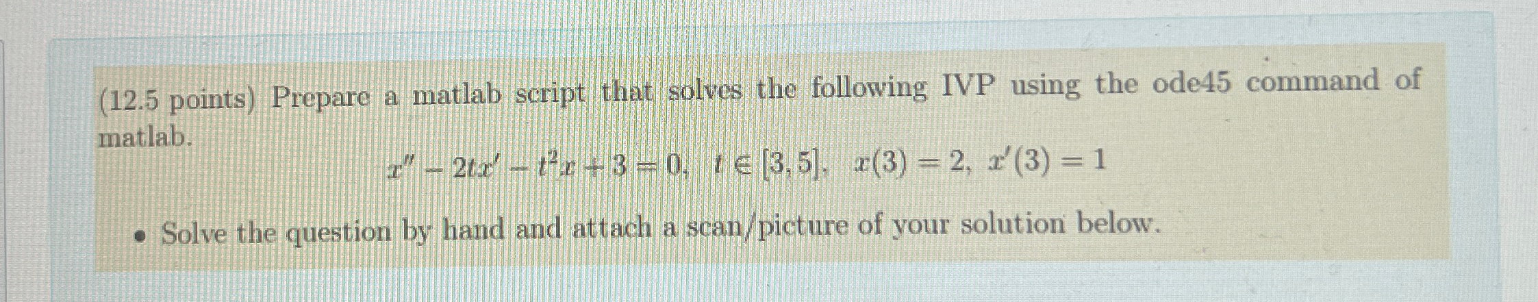 Solved 125 ﻿points ﻿prepare A Matlab Script That Solves 
