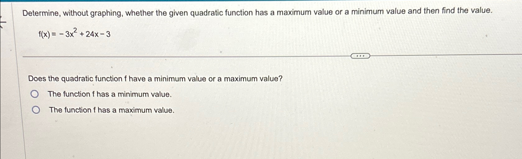 Solved Determine, without graphing, whether the given | Chegg.com