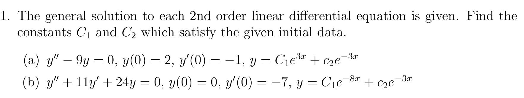 Solved The general solution to each 2 ﻿nd order linear | Chegg.com