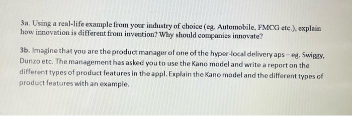 Solved 3a. Using a real-life example from your industry of | Chegg.com