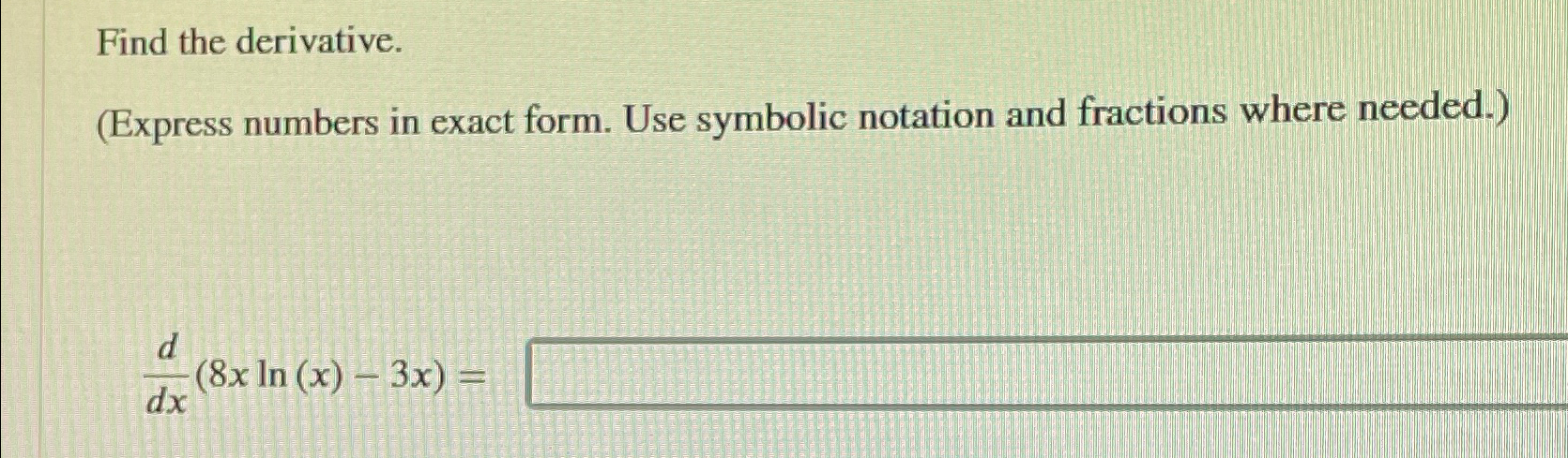 Solved Find the derivative.(Express numbers in exact form. | Chegg.com