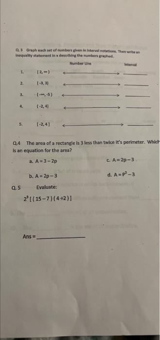 Solved Q.3 Graph each set of numbers given in interval | Chegg.com