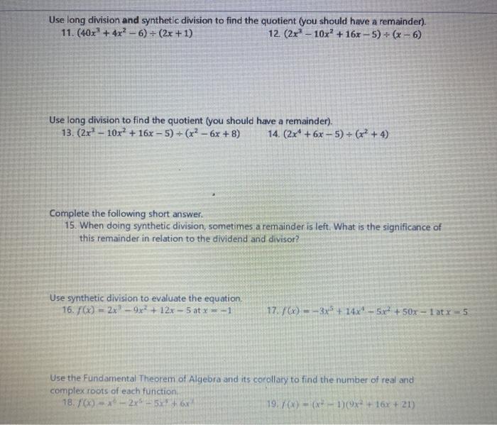 Solved Part 1 Use long division to find the quotient. 1. | Chegg.com