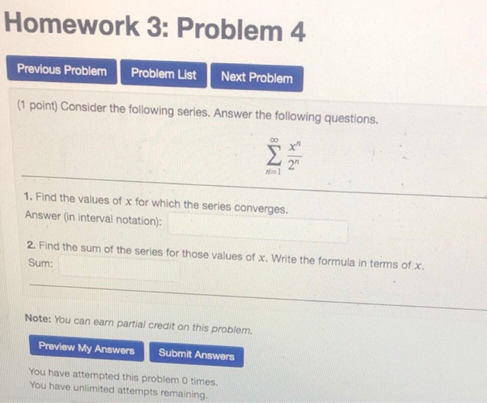 Solved Homework 3 Problem 4 Previous Problem Problem List 3563