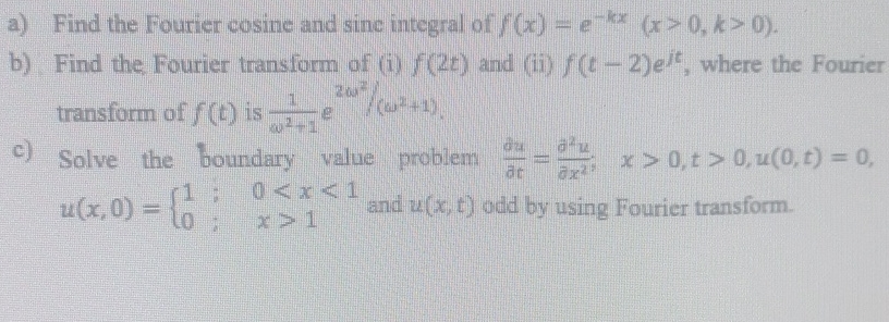Solved a) ﻿Find the Fourier cosine and sine integral of | Chegg.com