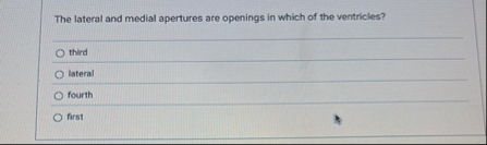 Solved The lateral and medial apertures are openings in | Chegg.com