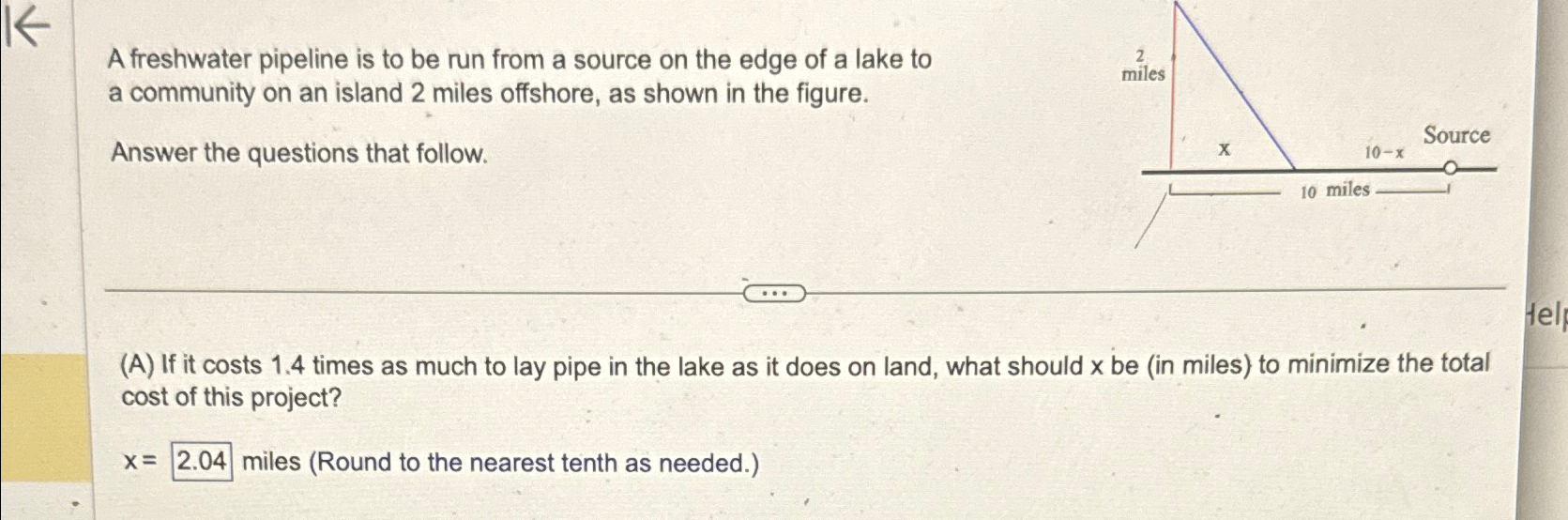 Solved A freshwater pipeline is to be run from a source on | Chegg.com