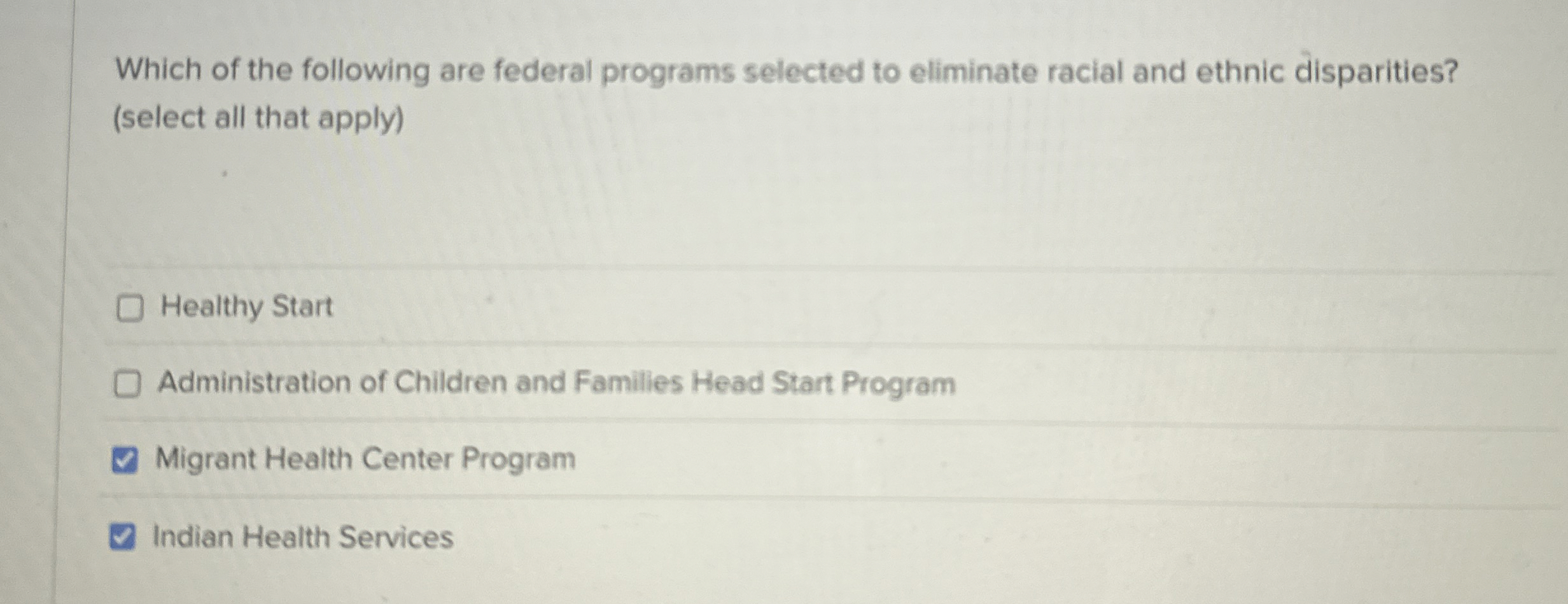Solved Which of the following are federal programs selected | Chegg.com