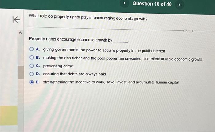 Solved What role do property rights play in encouraging | Chegg.com