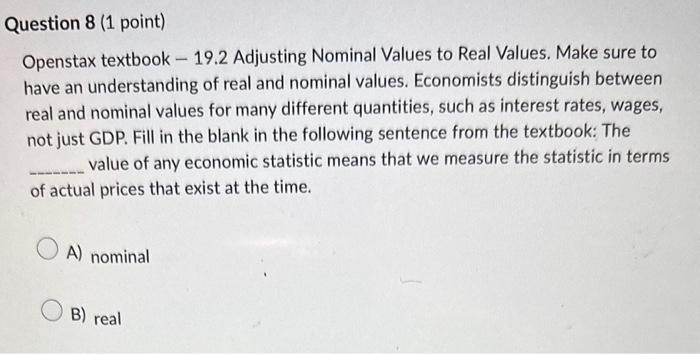 Openstax textbook - 19.2 Adjusting Nominal Values to | Chegg.com