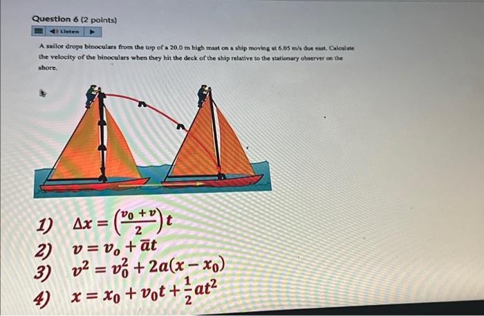 Solved the the velo 1) Δx=(2v0+v)t 2) v=vo+aˉt 3) | Chegg.com