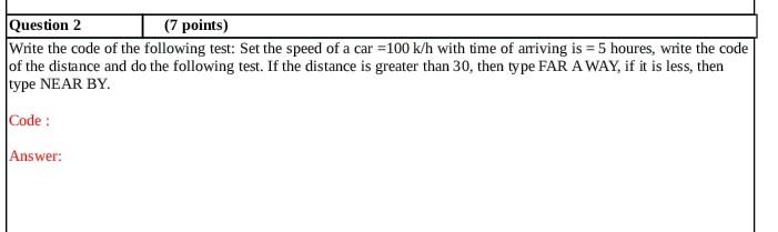 Solved Write the code of the following test: Set the speed | Chegg.com