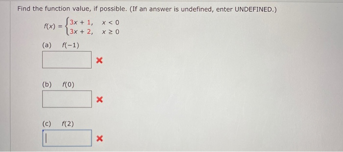 Solved Find the function value, if possible. (If an answer | Chegg.com