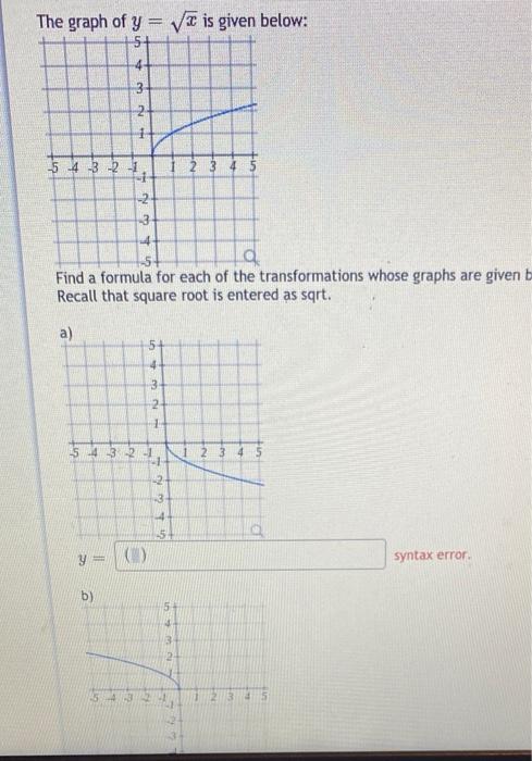 Solved The graph above is a transformation of the function ? | Chegg.com