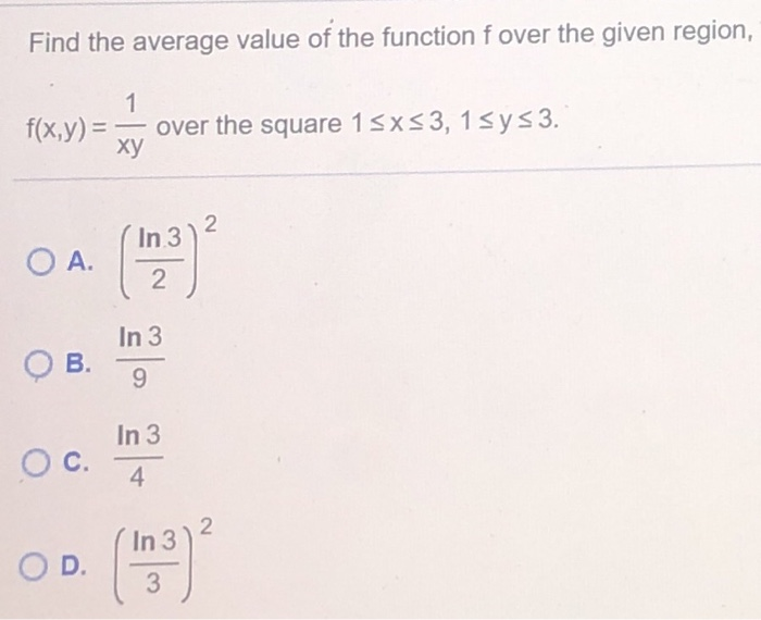 Solved Find the average value of the function f over the | Chegg.com