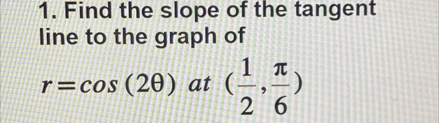 Solved Find the slope of the tangent line to the graph of | Chegg.com