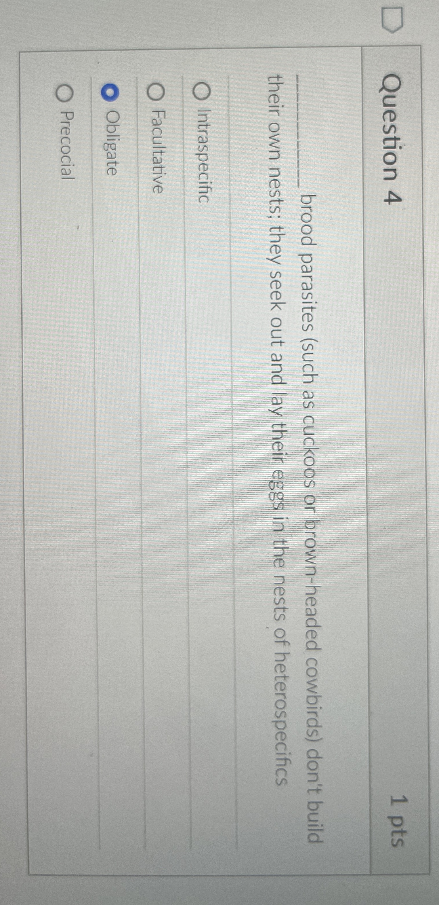 Solved Question 41 ﻿ptsq, ﻿brood parasites (such as cuckoos | Chegg.com