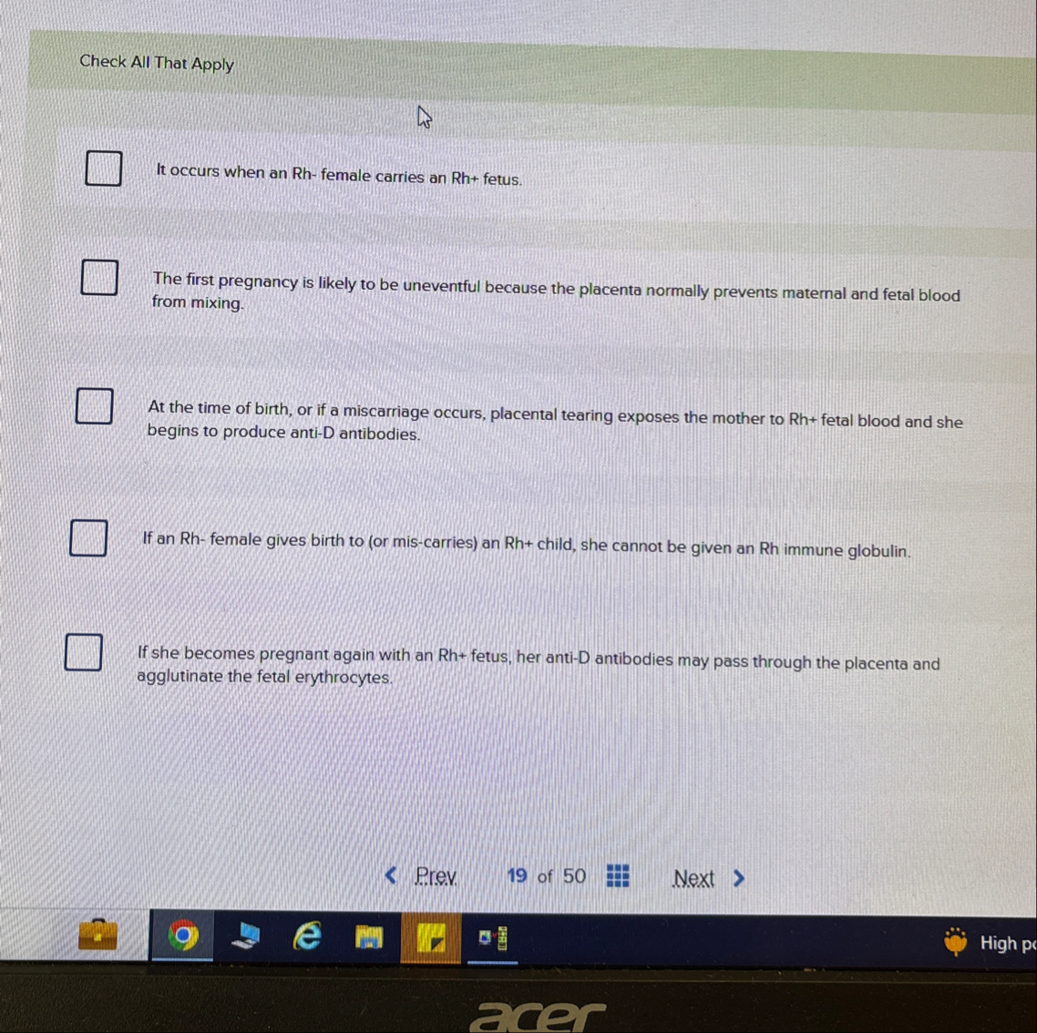 Solved Check All That ApplyIt occurs when an Rh - ﻿female | Chegg.com