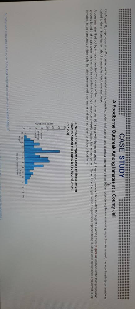 Solved CASE STUDY A Foodborne Outbreak Among Inmates at a | Chegg.com