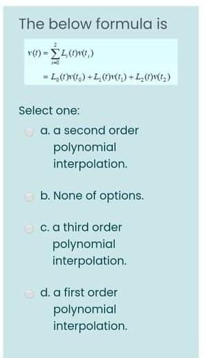 Solved The Below Formula Is V 1 Love 1 O L