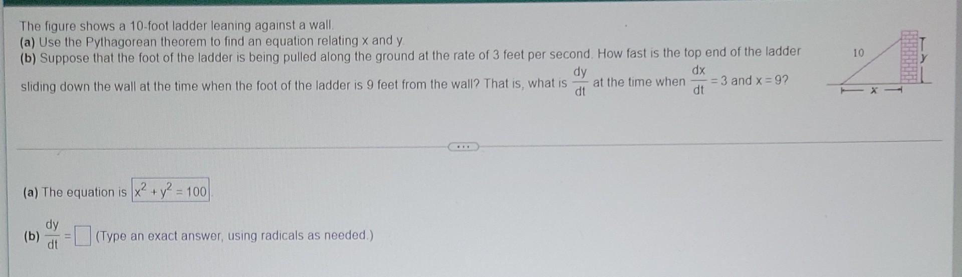Solved 10 The figure shows a 10-foot ladder leaning against | Chegg.com