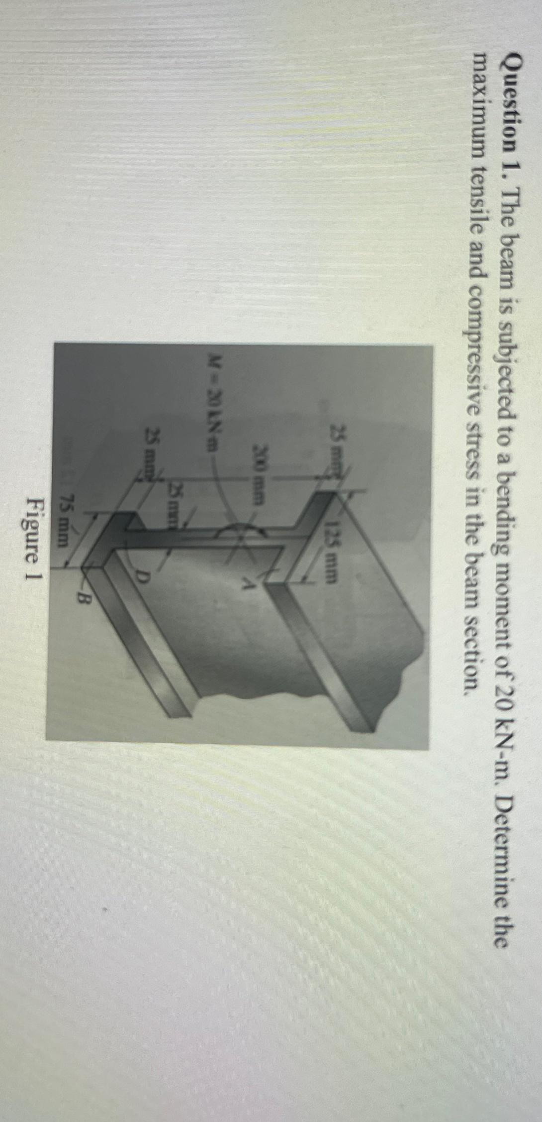 Solved Question 1. ﻿The beam is subjected to a bending | Chegg.com
