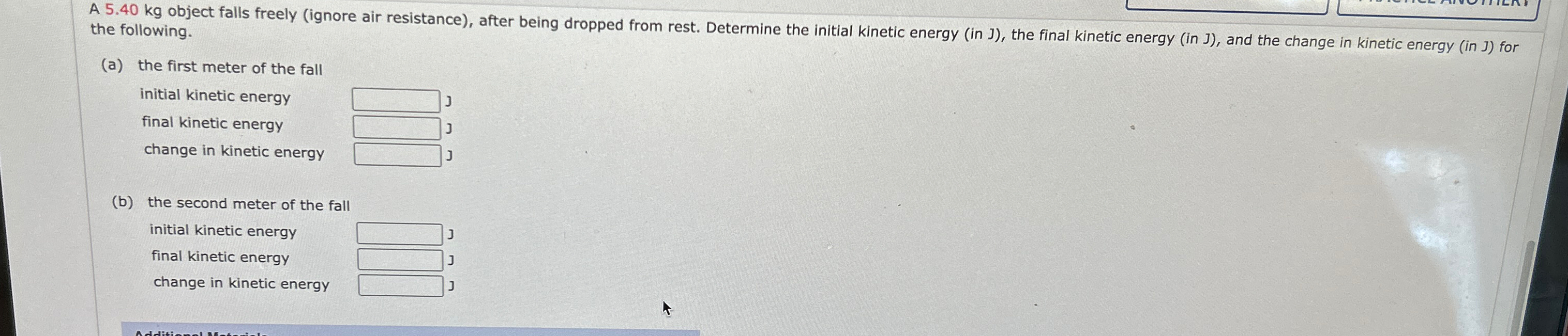 Solved A 5 40kg ﻿object Falls Freely Ignore Air