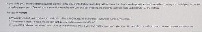 Solved In your initial post, answer all three discussion | Chegg.com