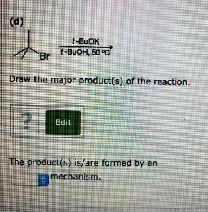 Solved t-BuOK t-BuOH, 50 °C Br Draw the major product(s) of | Chegg.com